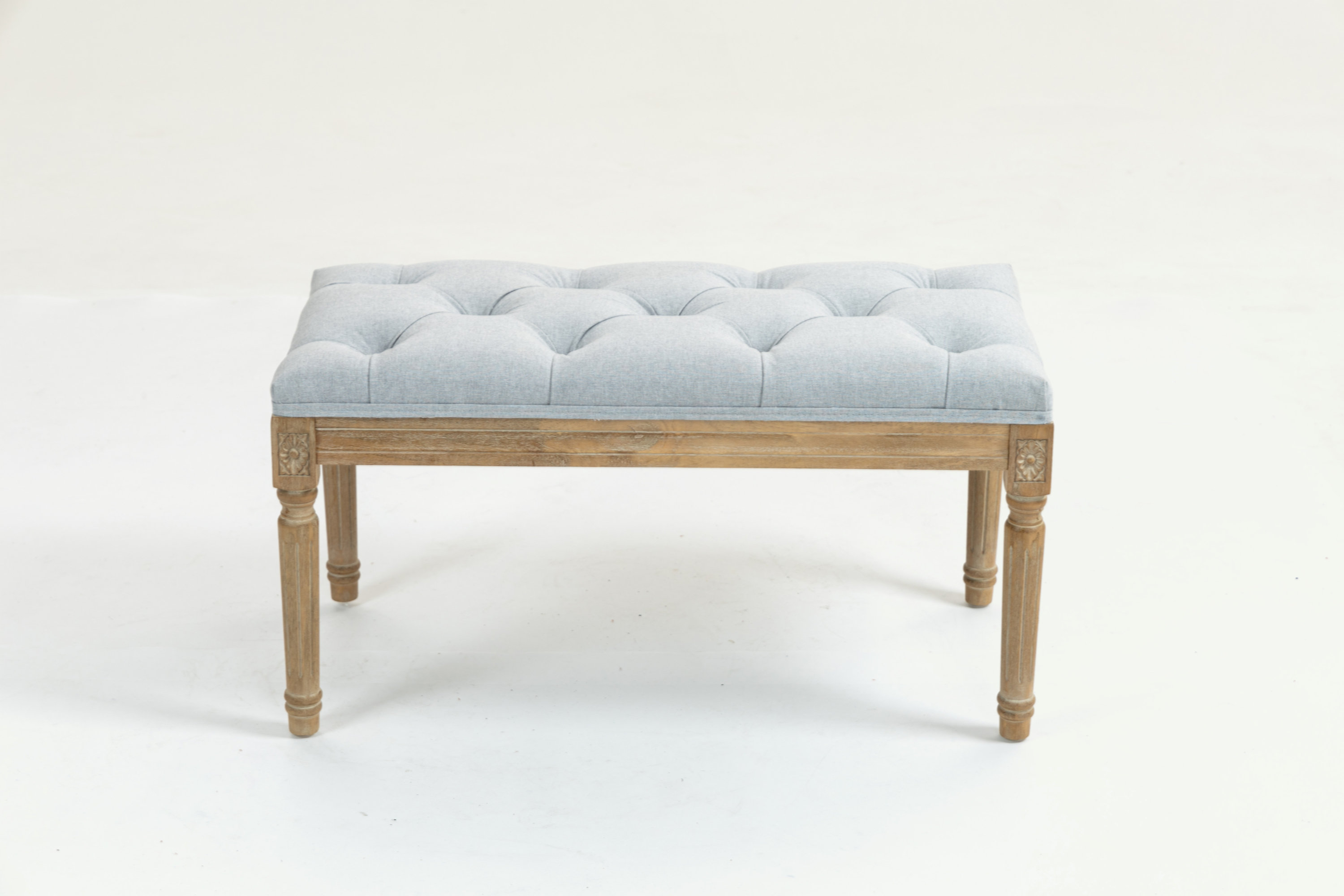 One Allium Way® 32"Inch French Vintage Bedroom Bench Upholstered Dining Benches, Fabric End Of ...